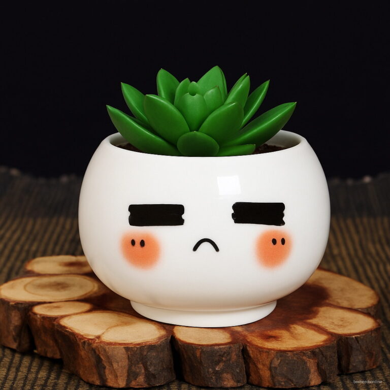 Yefine Cute Expression Ceramic Small Flower Pots Diy Planter Succulent ...